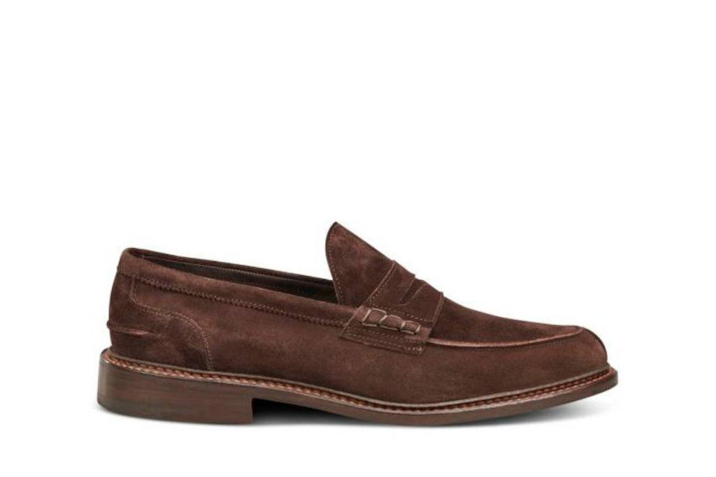 Adam Penny Loafer - Coffee Suede – R E Tricker Ltd