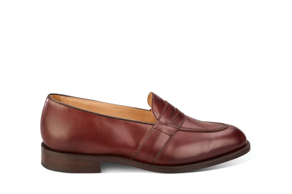 Alfred Penny Loafer - Burgundy Calf – R E Tricker Ltd