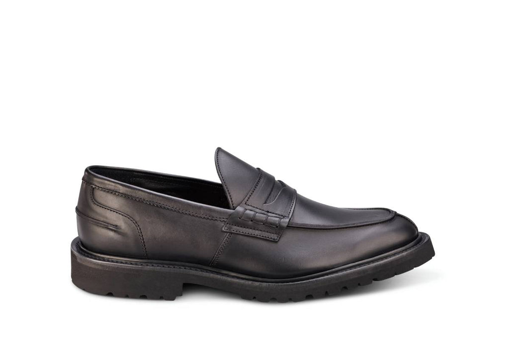 James Penny Loafer - Black Waxy Hidro – R E Tricker Ltd