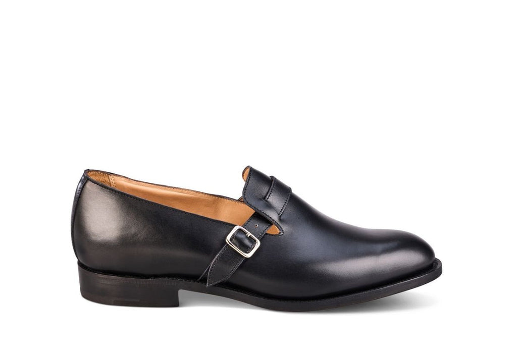 Niles Single Buckle Loafer - Black Calf – R E Tricker Ltd