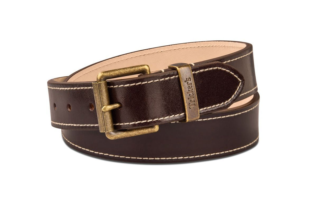 TRICKER'S LEATHER BELT - Dark Brown – R E Tricker Ltd